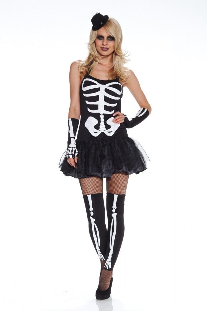 Halloween Kostüm Sexy Skeleton 1 Karneval Skelett Fasching Damen Zombie